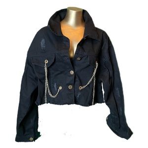 Spoon Jeans | Jackets & Coats | Deconstructed Black Cropped Denim ...